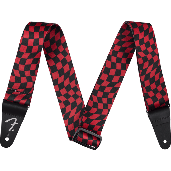 Fender Wavy Checkerboard Polyester Strap - Red | Joondalup Music Centre