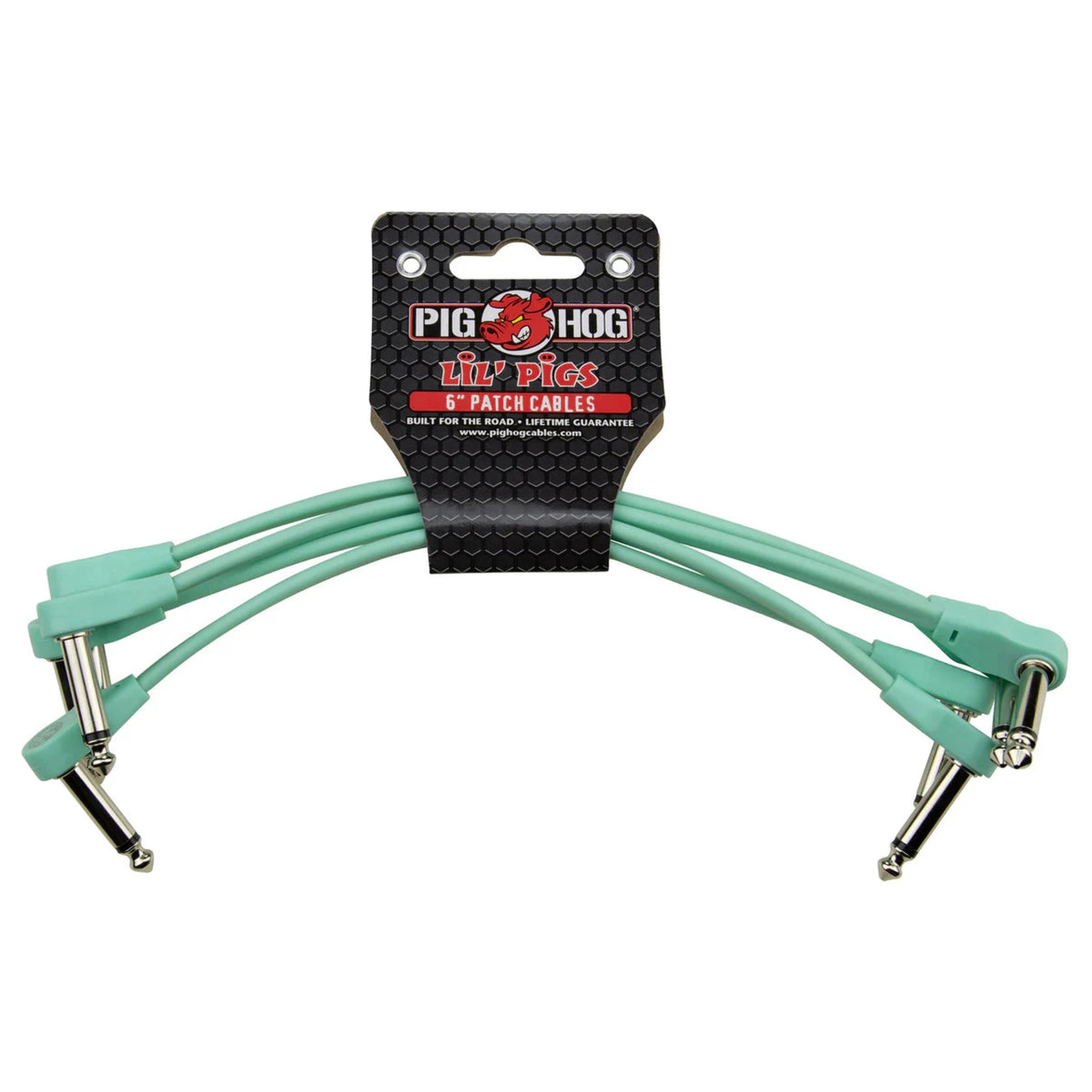 Pig Hog Lil Pigs Low Profile 6in patch cables, 4pk - Seafoam Green ...